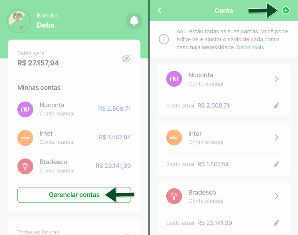 Android - Conta - Editar conta bancária – Organizze