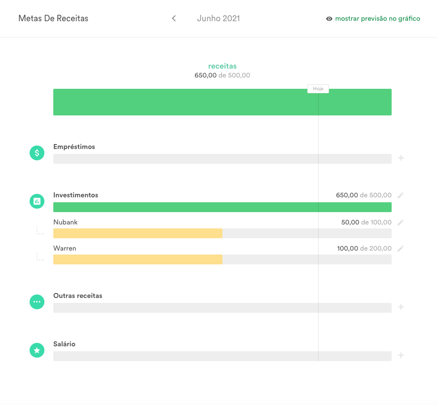 Web - Metas de receitas - Entendendo a barra de status – Organizze